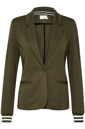 Kaffe Blazer Kinnie Damen Blazer Business Langarm Jacke Spotlich Elegant XL, Forest Night - Chalk Stripe XL