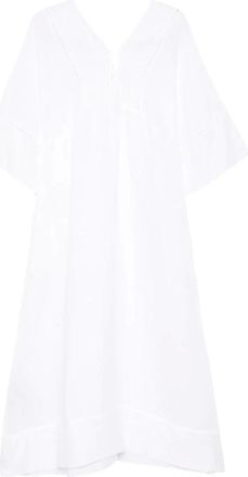 120% Lino Femme, Robes, Blanc, Taille: 36 FR Kaftan en lin