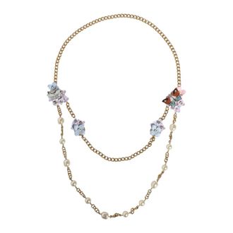 Dolce & Gabbana Femme, Accessoires, Jaune, Taille: ONE Size Collier en Cristal et Perle Florale Superposée
