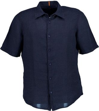 Boss Orange by Hugo Boss BOSS Orange Herren Kurzarmhemd blau Leinen