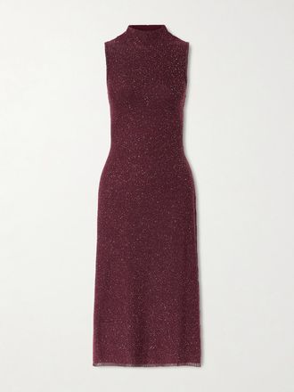 Altuzarra Marian Neckholder-midikleid Aus Strick Mit Pailletten - Burgunder