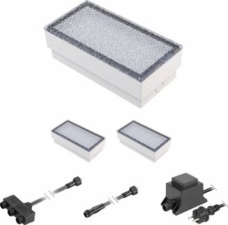 LEDs Com LED Pflaster-Stein Gorgon Boden-Einbauleuchte für außen, 20x10cm, 12V, blau 3er Set