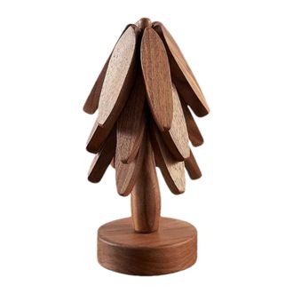 Generico Verbr&uuml;hungsschutz aus Holz, Untersetzer f&uuml;r hei&szlig;e Gerichte, hitzebest&auml;ndig, aus langlebigem Holz, T&ouml;pfe, Pfannen, rutschfest, C