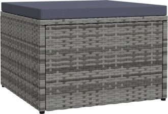 vidaXL vidaXL Outdoor-Fu&szlig;hocker mit Kissen Grau Polyrattan