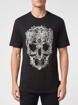 Philipp Plein T-shirt en coton avec imprim&eacute; Skull et cristaux appliqu&eacute;s