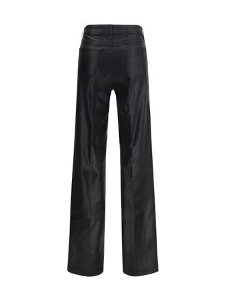 L'agence Womens Clayton Coated Wide Leg Jeans Noir Cotton; Elastane; Spandex