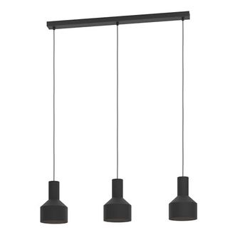 Eglo Suspension luminaire Casibare, lustre chambre industriel et monochrome &agrave; 3 flammes, plafonnier salon ou salle &agrave; manger en m&eacute;tal noir, douille E27