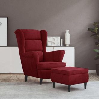 vidaXL Fauteuil à oreilles avec tabouret bordeaux velours Vidaxl