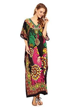 Looking Glam Neuf Femmes Surdimensionn&eacute; Maxi Kimono Tunique Caftan Robe Caftan (38-44, Rose 20809)