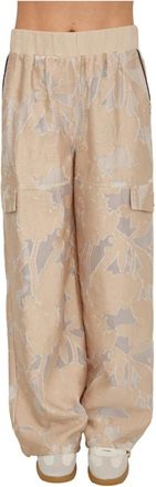 Liu Jo Femme, Pantalons, Beige, Taille: 38 FR Wide Pantalons