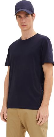 Tom Tailor Herren Plussize T-Shirt mit Logo-Print, 10690 - Knitted Navy, 3XL