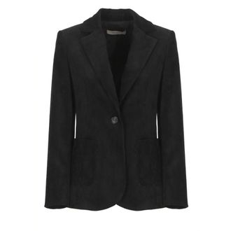 D.exterior Blazer en Velours C&ocirc;tel&eacute; Noir Col Classique - Femme - Vestes - Noir - Taille: 38 FR