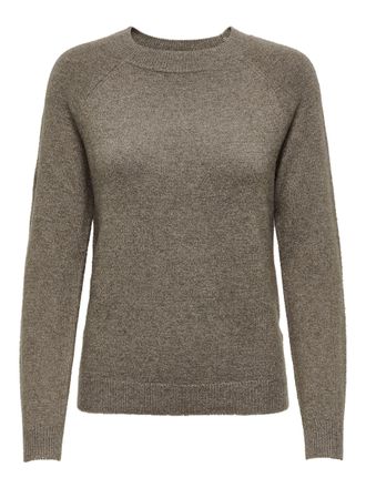 Only Damen Pullover Strickpullover ONLRICA Life 15204279,Brownie/Detail:White Melange,M