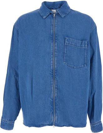 Won Hundred Homme, Chemises, Bleu, Taille: L Zayne Denim Zip Shirt