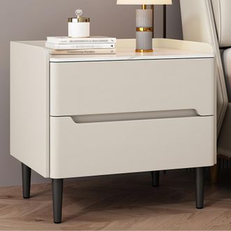 Generic Nachttisch Mit Schieferplatte, Beistelltisch Aus Holz, Nachtschrank Mit PU-Finish Und Erhöhten Beinen, Nachtkommode Für Schlafzimmer, Wohnzimmer, Klei