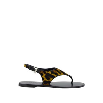 PARIS TEXAS Senf Leopardenmuster Flache Sandalen - - Shoes - Damen - Schwarzk - 37 EU