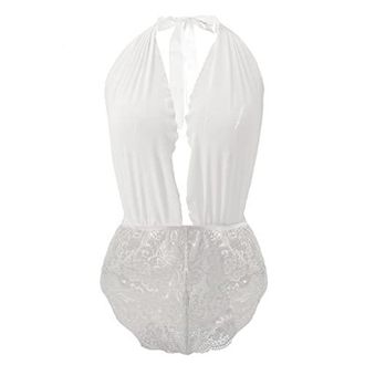 Generic Body Sexy Femme Dentelle Bodysuit Lingerie Femmes Jumpsuit V-Neck Backless Deep Panier Coquine Hot Luxe De Pute Tenue Nuisette Dessous &Eacute;rotique Combin