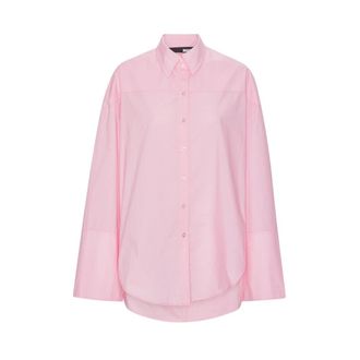 Rotate Weiches Rosa Oversized Baumwollhemd - - Blouses & Shirts - Damen - Rosa - M