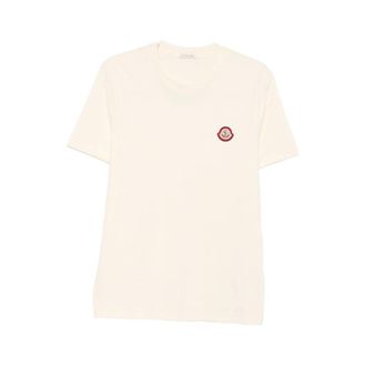 Moncler Logo Baumwoll-Jersey-T-Shirt - - Tops - Herren - Beige - L