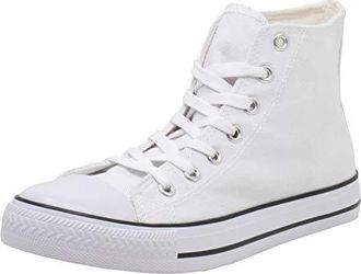 Fitters Footwear Dames Chaussure en Toile Canvas Textile Chaussure en Toile de Lin avec Semelle vulcanisée (38 EU, Blanc)