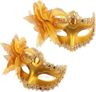 Lurrose 2 St&uuml;ck Ballmaske Lilie aus Leichtem Atmungsaktivem Material Goldfarbene Cosplay Blumenmaske f&uuml;r Maskenball und Party
