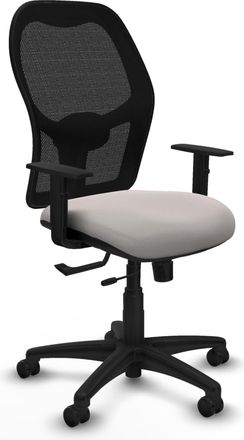 Piqueras y Crespo Wei&szlig;er Arbeitsstuhl mit 1D-Armen, h&ouml;henverstellbare Lendenwirbelst&uuml;tze, ausgestattet mit Synchron/Traslack und Schneideschaum, mit selbstfahrenden R&auml;d