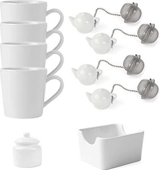 Holst Porzellan TT 001 SET 10 Porzellan 10-tlg. Teeservice Tea-Time für 4 Personen, weiß, 30 x 30 x 20 cm