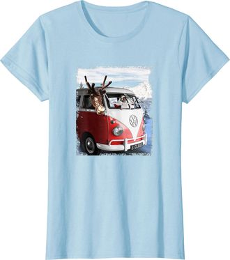 Volkswagen Christmas Camper Van Santa Claus und Rentier T-Shirt