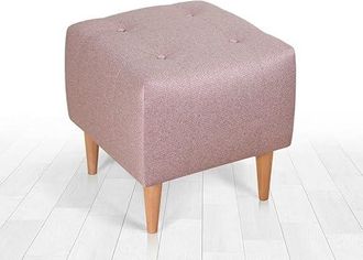 Atelier Del Sofa Bohemian Pink Pouffe, 43 x 43 x 43 cm | 50% Cotton & 50% Velvet, 6 cm Orthopedic Sponge, Wooden Legs | Stylish & Functional for Home & Hotel Decor
