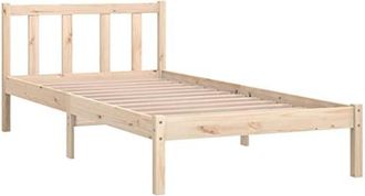 vidaXL Bois de Pin Massif Cadre de Lit Sommier à Lattes Lit Adulte Cadre à Lattes sur Pied Chambre à Coucher Intérieur 75x190 cm UK Petit Simple