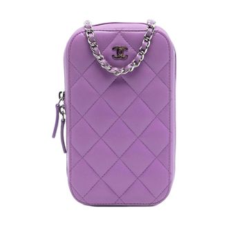 Chanel Pre-owned Quilted Leather Phone Bag - - Pre-owned - Damen - Lila - ONE SIZE