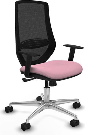 Piqueras y Crespo Studienstuhl mit 1D-Armen, h&ouml;henverstellbare Lendenwirbelst&uuml;tze, ausgestattet mit 4 Positionen und eingespritztem Schaum. 65 mm Nylon-Rollen. Schwarz/