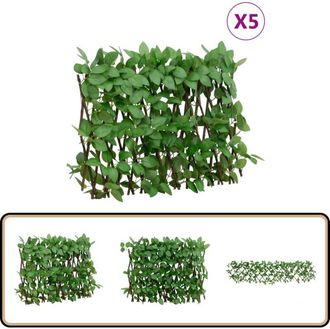 vidaXL Rankgitter mit K&uuml;nstlichem Efeu 5 Stk. Erweiterbar 180x30 cm - Zaun - Gartenzaune - Kunststoffzaun - Privacy Screen - Sichtschutz
