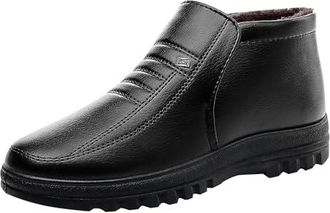 Generic Chaussures classiques doubl&eacute;es en polaire pour homme sans lacets - Mocassins chauds en cuir &agrave; talon bloc - Antid&eacute;rapantes - Chaussures d&eacute;contract&eacute;es p