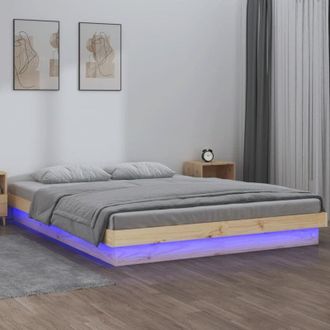 vidaXL Cadre de lit à led sans matelas 140x190 cm bois massif Vidaxl