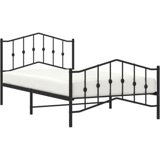 vidaXL Cadre de lit m&eacute;tal sans matelas avec pied de lit noir 107x203cm Vidaxl