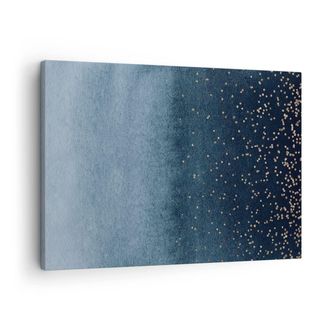 Arttor Bilder auf Leinwand Blau Golden Hintergrund Leinwandbild 70x50cm Wandbilder Dekoration Wohnzimmer Schlafzimmer Küche Deko Klein Wanddeko Bild Wand Kun
