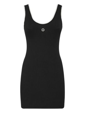 Philipp Plein robe mi-longue nervur&eacute;e &agrave; taille nou&eacute;e - Noir