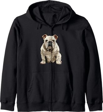 Whyitsme Design Wei&szlig;e Bulldogge Illustration Kapuzenjacke