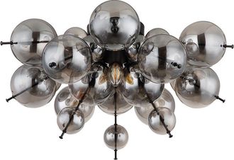 Globo Lighting Deckenlampe 3 flammig Deckenleuchte Wohnzimmerlampe Glaskugel rauchfarben schwarz, Metall Glas, 3x E14 Fassungen, DxH 55x28 cm