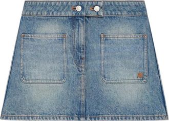 Courr&egrave;ges Femme, Jupes, Bleu, Taille: 36 FR Jupe en coton &agrave; patch logo