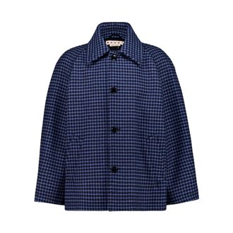 Marni Blaue karierte Jacke aus reiner Schurwolle mit Kn&ouml;pfen - - Jackets - Herren - Blau - L