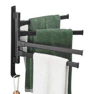 Generic Handtuchhalter fürs Badezimmer, schwenkbar, 180 ° drehbar, 5-armig, Handtuchhalter zur Wandmontage mit Haken für Küche, Toilette, Kleiderschrank und B