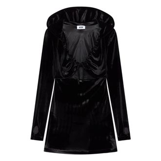 GCDS Gcds - Robe Courte &agrave; Capuche et Volants - Femme - Robes - Noir - Taille: 42 FR