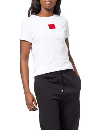 HUGO BOSS HUGO Damen Het slimtee_redlabel T Shirt, White100, S EU