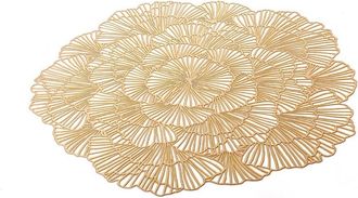 BESPORTBLE 2 St&uuml;ck Goldene PVC Tischsets mit Hohlem Ginkgo Design Hitzebest&auml;ndig rutschfest Abwischbar Platzsparend als Dekorative und Sch&uuml;tzende Unterlage f&uuml;r Z