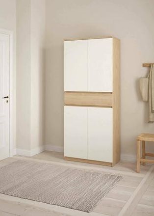 Dmora Schuhschrank Nolwenn, Schuhregal, Mehrzweck-Eingangsgarderobe, M&ouml;bel f&uuml;r Schuhe, 80x40 h192 cm, Eiche und Wei&szlig;