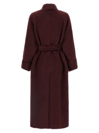 Max Mara Long-Haired Alpaca and Wool Coat - Burgundy