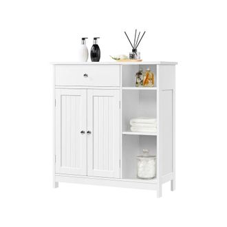 Yaheetech Yaheetech - Meuble Salle de Bain Rangement, Armoire Rangement Toilette en Bois, Meuble Cuisine 2 Etag&egrave;res R&eacute;glables, 1 Tiroir, 3 Compartiments, 75 x