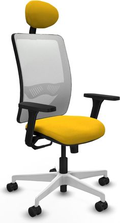 Piqueras y Crespo Arbeitsstuhl Zulema mit 3D-Armlehnen, h&ouml;henverstellbarer Lendenwirbelst&uuml;tze und festem Kopfteil, ausgestattet mit 3 Positionen und Schneidschaum, Wei&szlig;